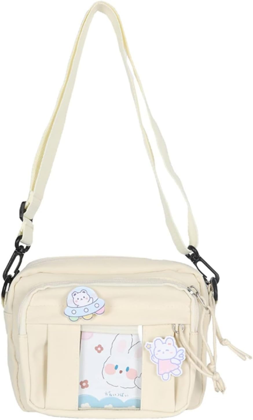 LinYooLi Kawaii Mini Messenger Bag Purse with Pins Women Cute Crossbody ...