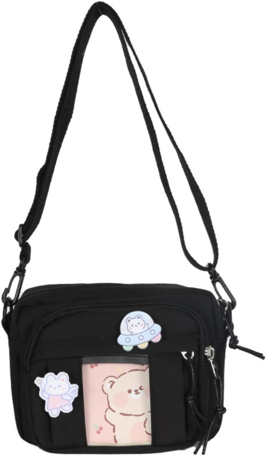 LinYooLi Kawaii Mini Messenger Bag Purse with Pins Women Cute Crossbody ...