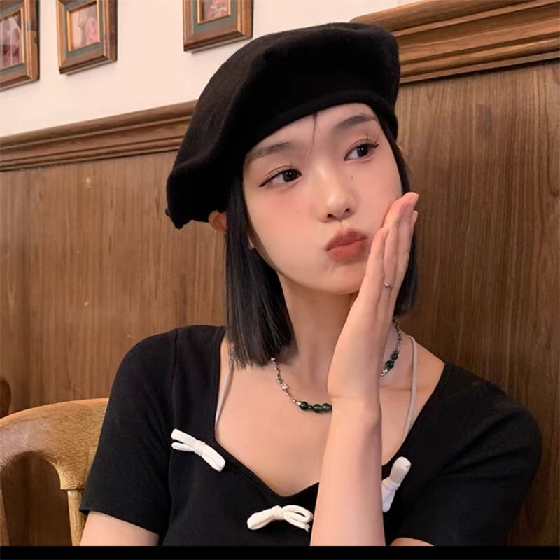 LinYooLi Knitted Beret Women In Autumn And Winter Big Head Surround ...