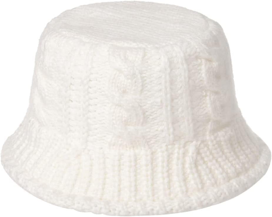 LinYooLi Knitted Bucket Hat Vintage Packable Ladies Winter Cotton ...