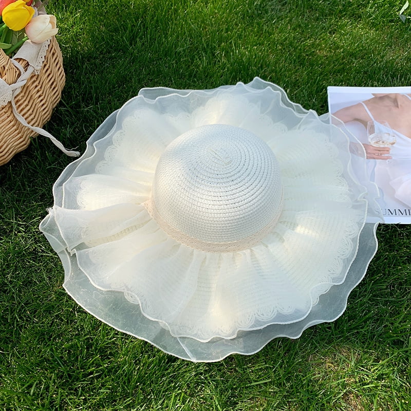 LinYooLi Lace Big Hat, Brima, Female In Summer Beach Beach Sunscreen ...