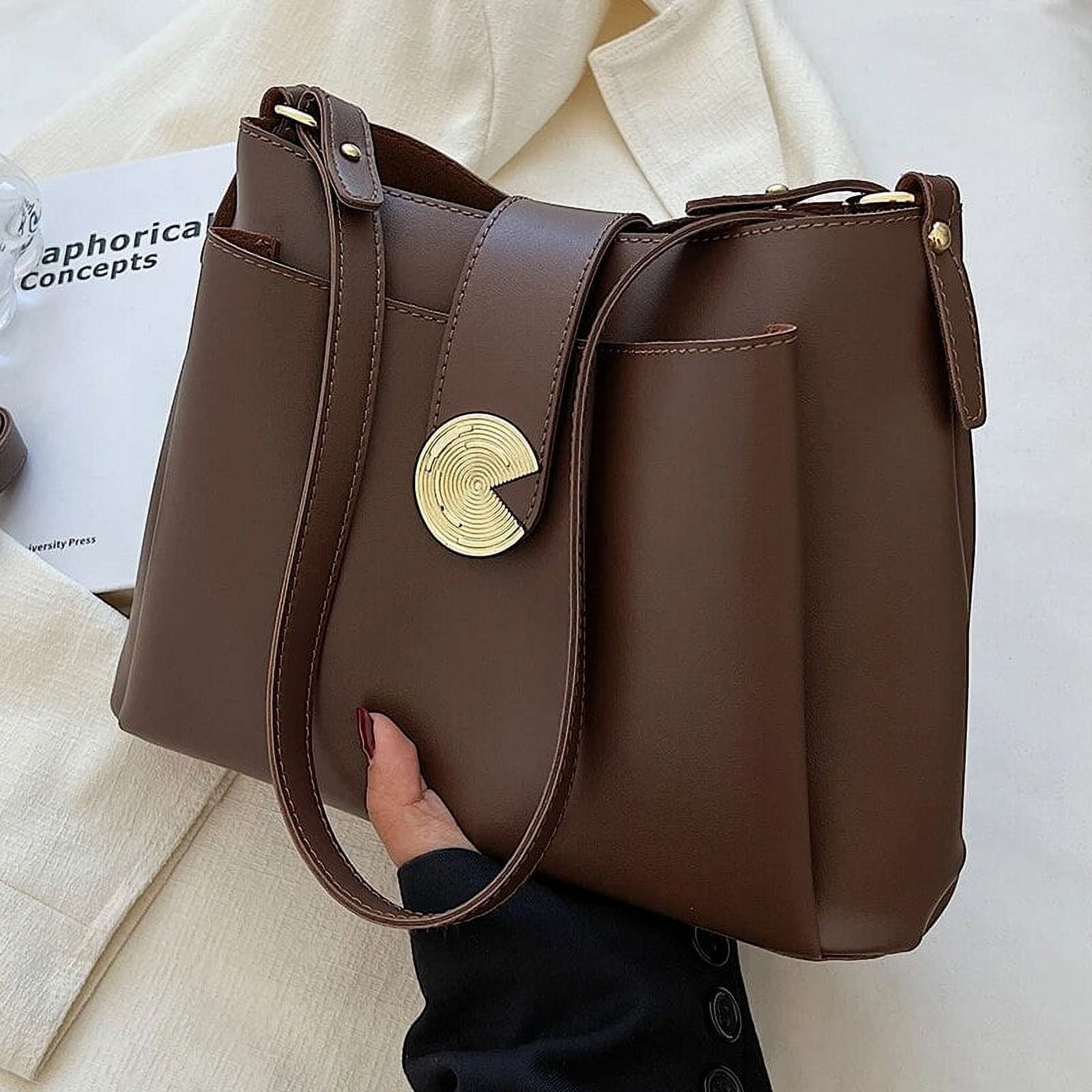 LinYooLi Ladies PU Bucket Bag Large Capacity Casual Fashion Shoulder ...