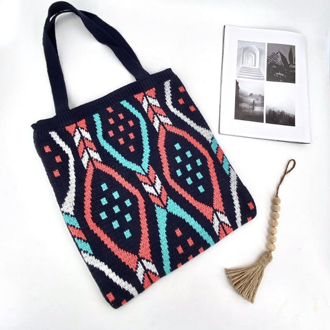 LinYooLi Lady Knitting Gypsy Bohemian Boho Chic Aztec Tote Bag Women ...