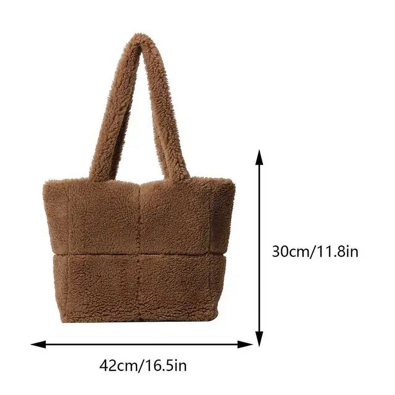 LinYooLi Lambswool Tote Bag Women Casual Plush Tote Handbag Lightweight ...