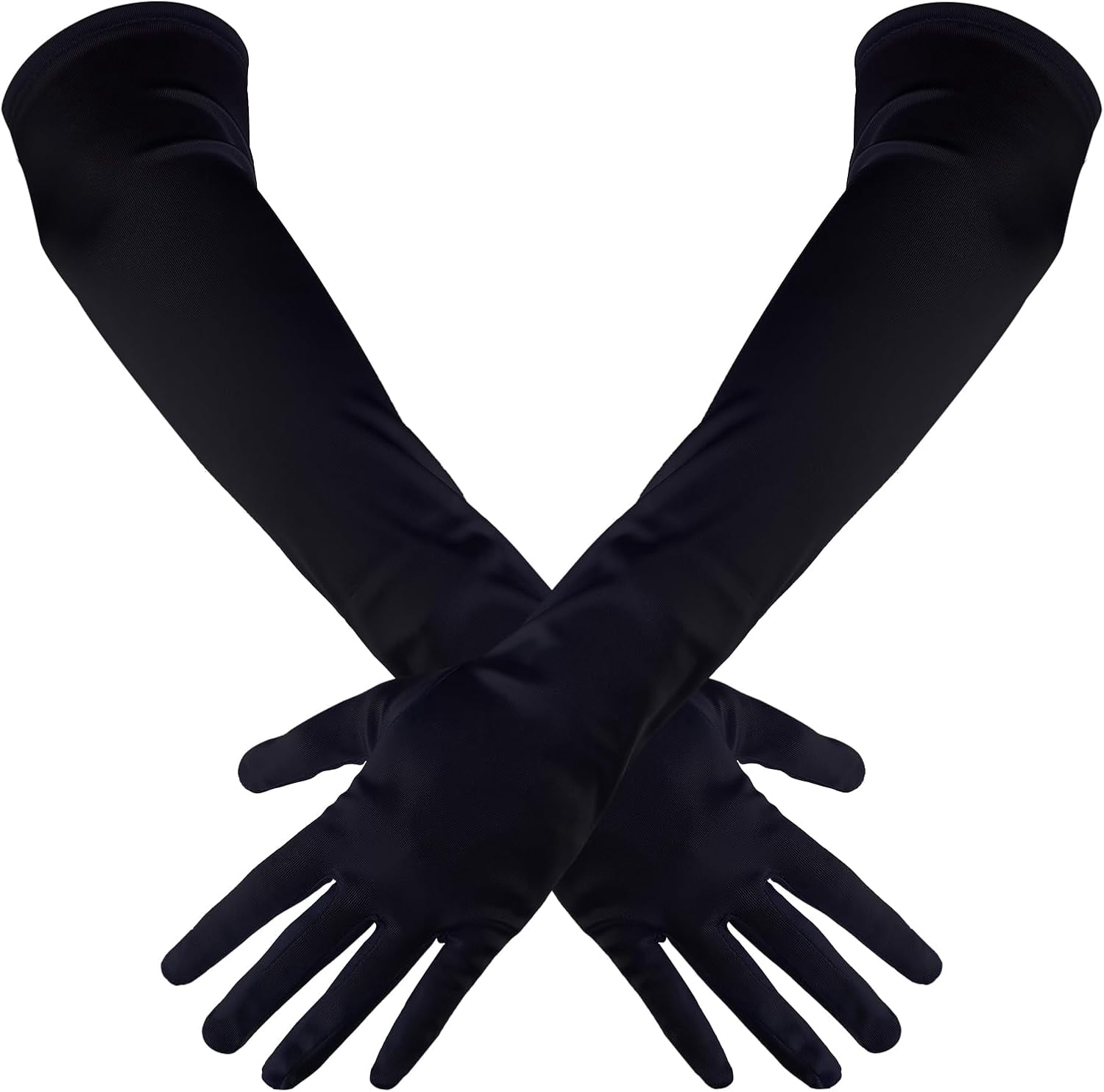 LinYooLi Long Black Gloves Black Long Gloves Satin Gloves 20 Inch Elbow ...