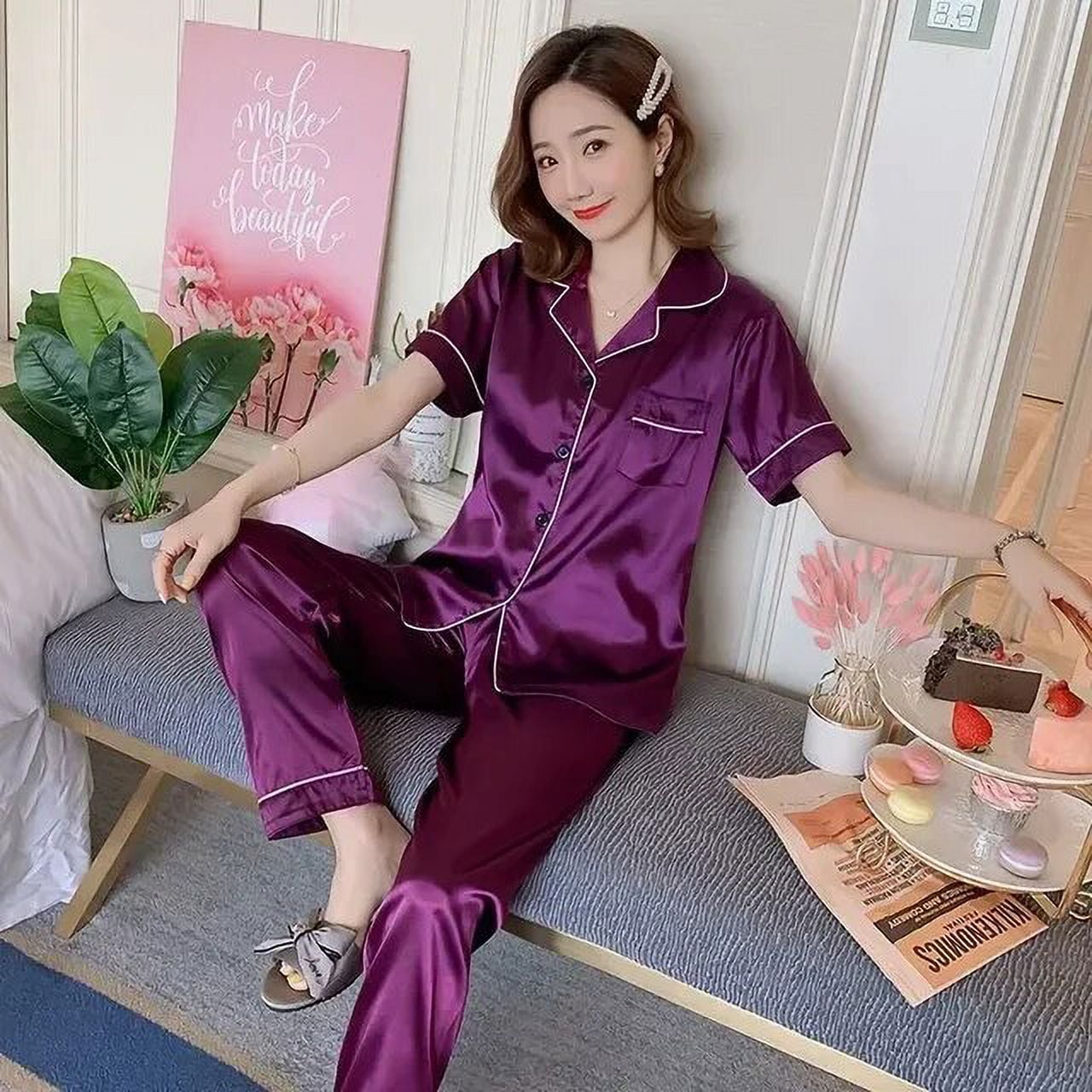 Linyooli Long Pajama Size For Nightgown Nightwear Pajamas Pyjamas Plus