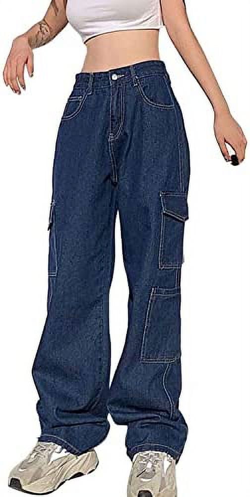 LinYooLi Loose Ripped Boyfriends Jeans High Waist Baggy Emo Pants ...