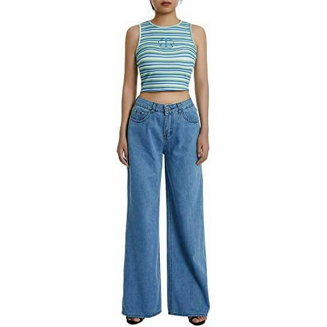 LinYooLi Loose Ripped Boyfriends Jeans High Waist Baggy Emo Pants ...