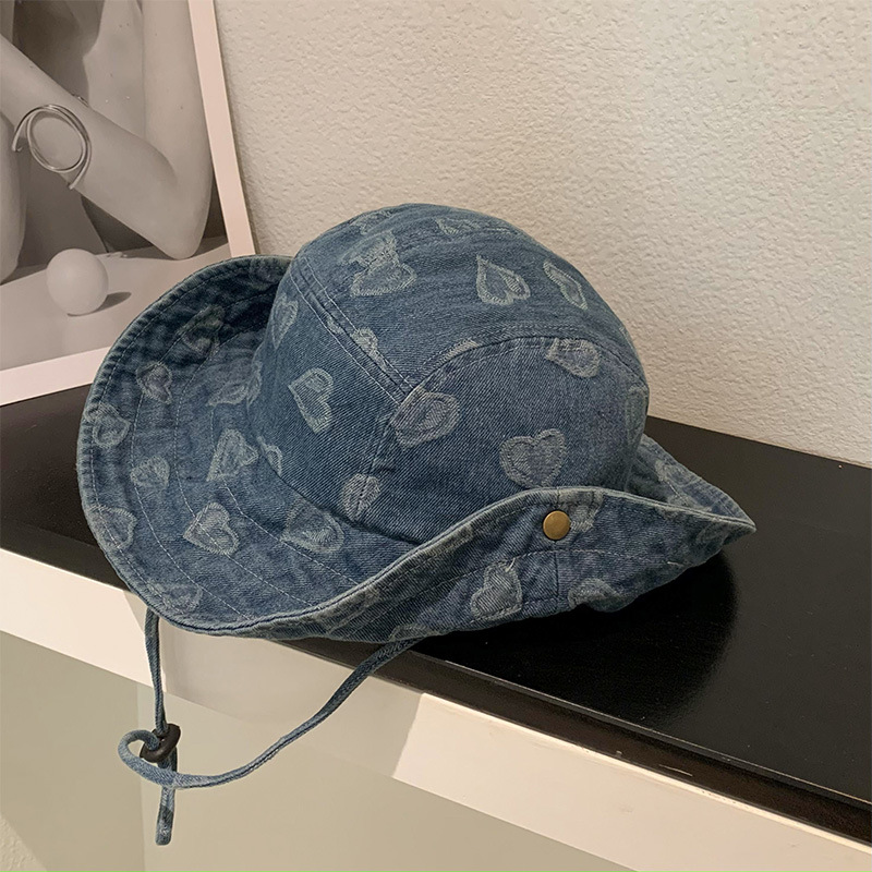 LinYooLi Love Is The Old Water Washing Denim Fisherman Hat Female ...