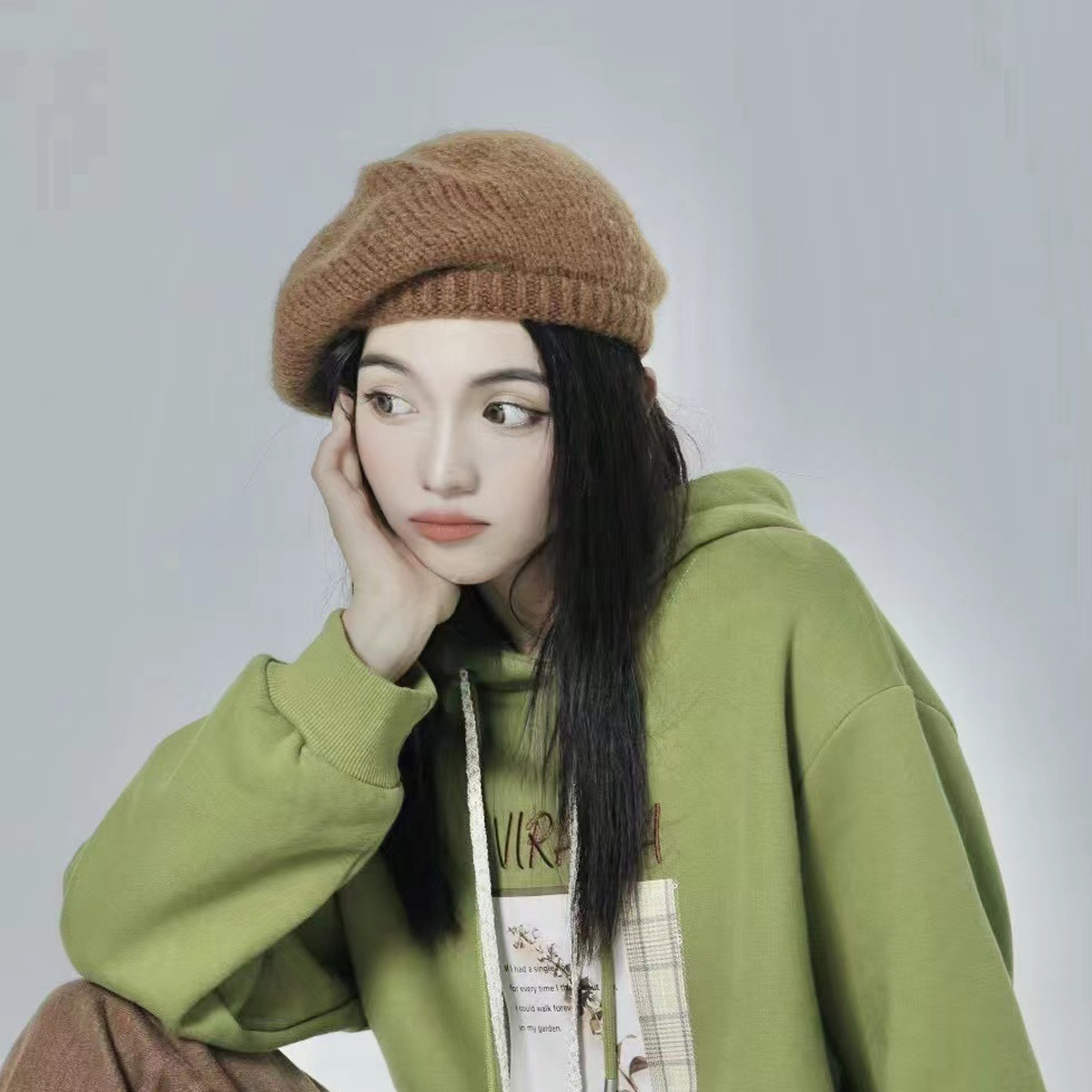 LinYooLi Mahai Mao Needle Covered Beret. Female Autumn And Winter Bulls ...