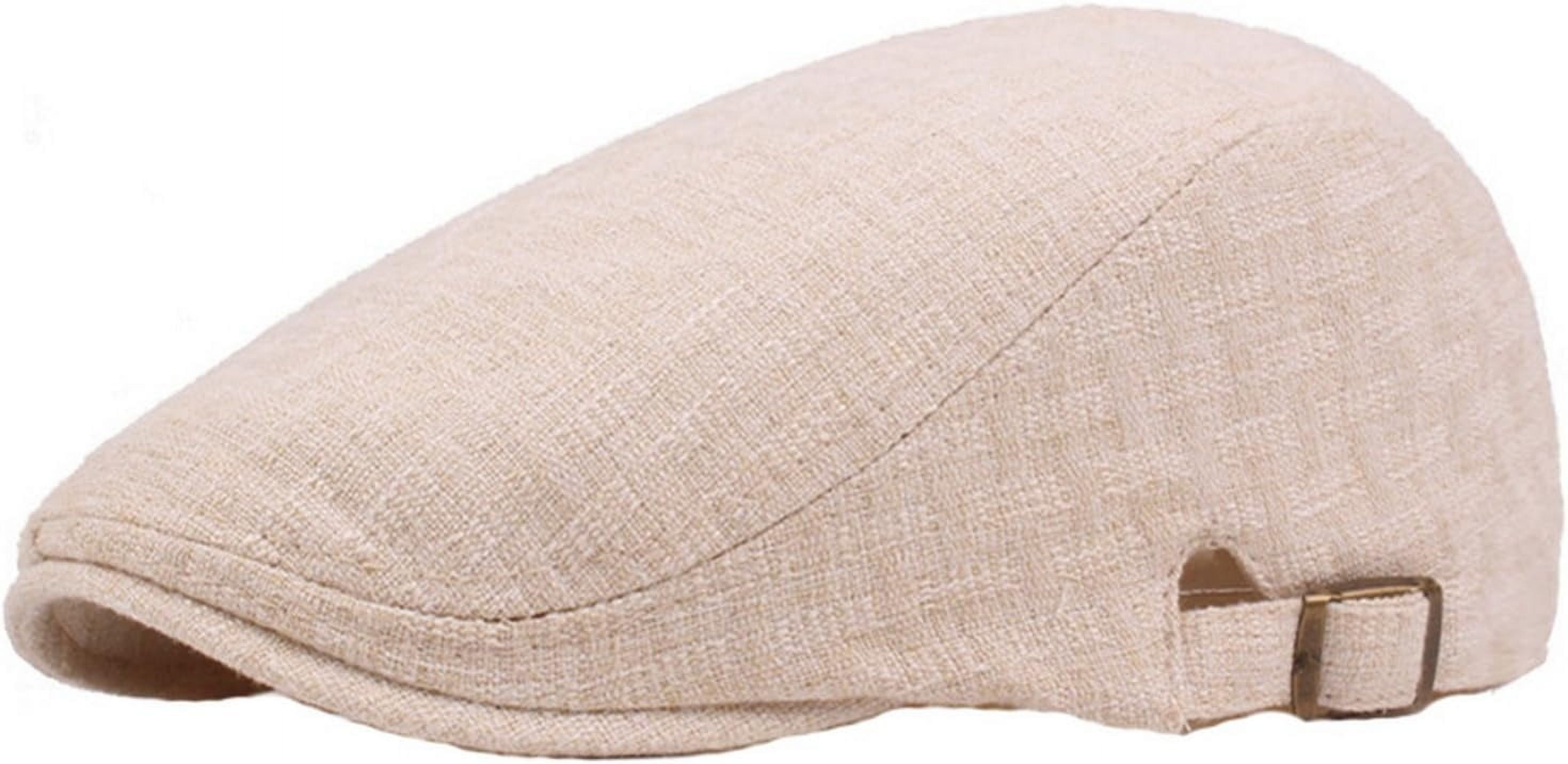 LinYooLi Men Linen Cotton Solid Duckbill Newsboy Beret Ivy Cap Cabbie ...