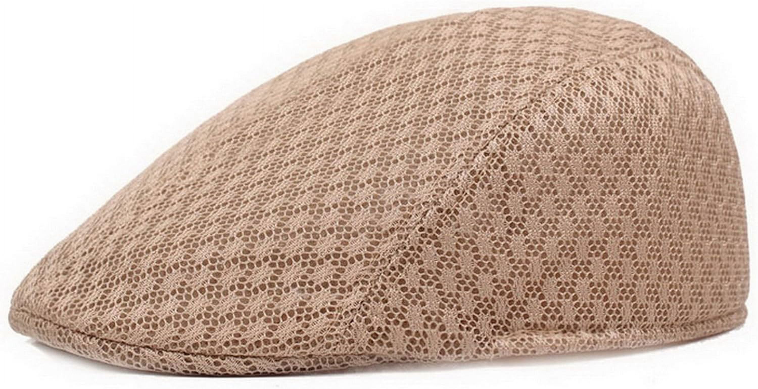 LinYooLi Men's Mesh Duckbill Newsboy Beret Solid Ivy Cap Cabbie Driving ...