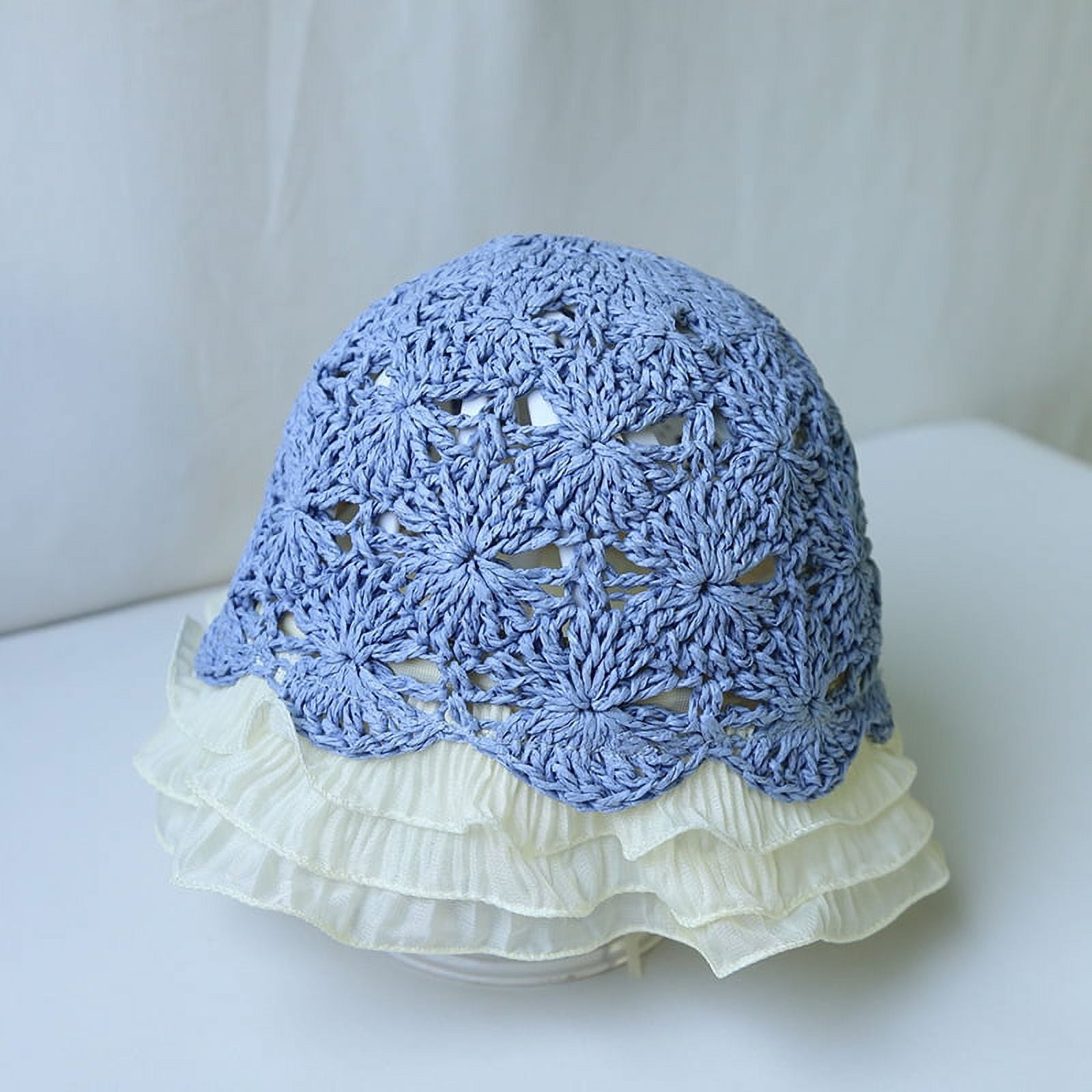 LinYooLi Models In Summer, Handmade Straw Babies Bao Head Hat Lace ...