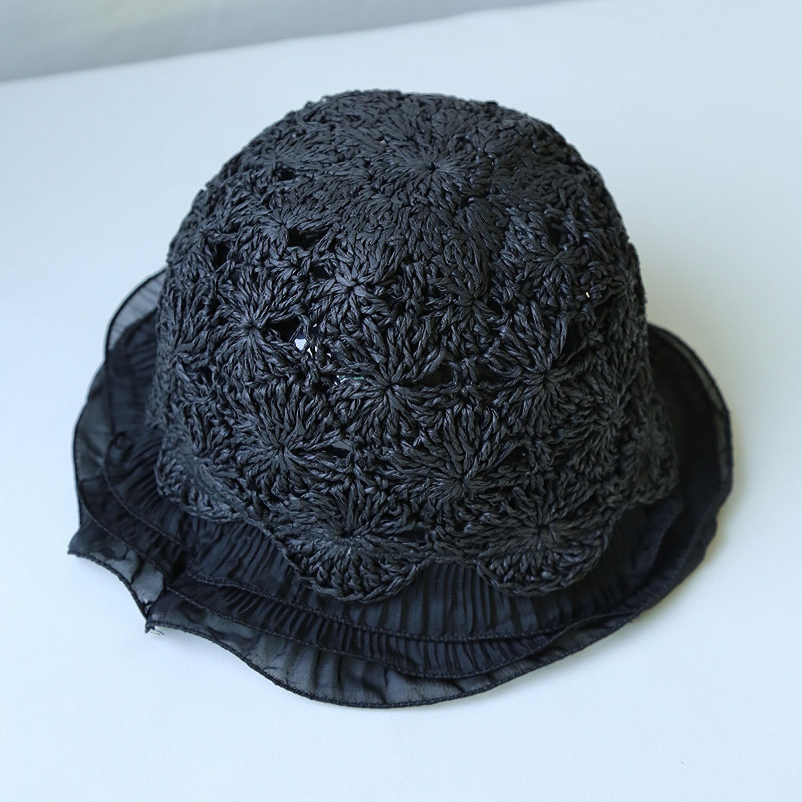 LinYooLi Models In Summer, Handmade Straw Babies Bao Head Hat Lace ...