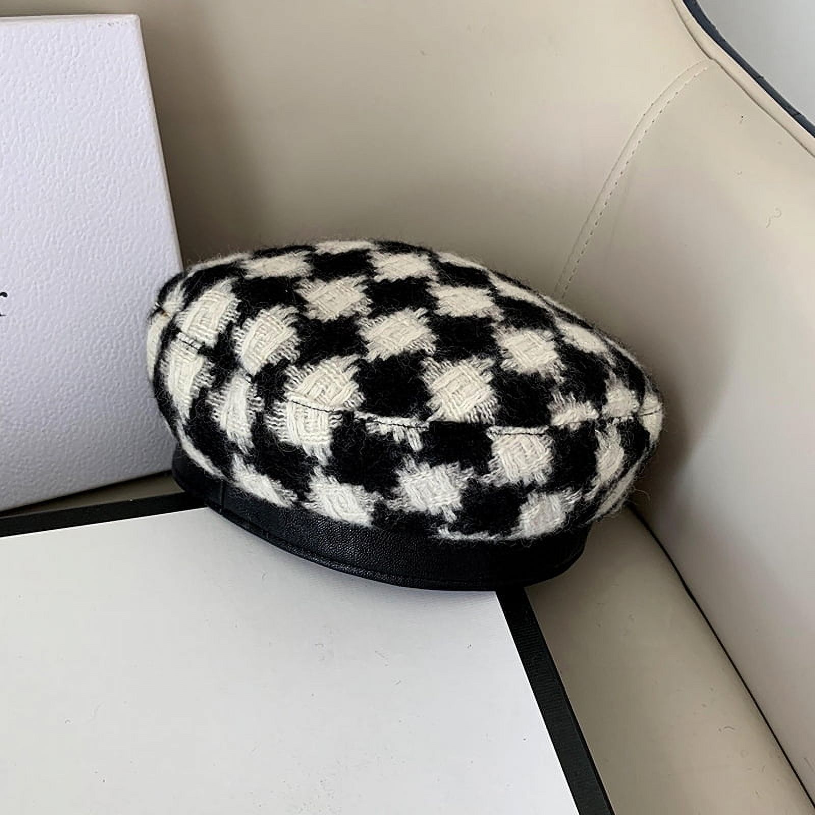 LinYooLi New Autumn And Winter Beret Knitted Wool Grid Hat Women's ...