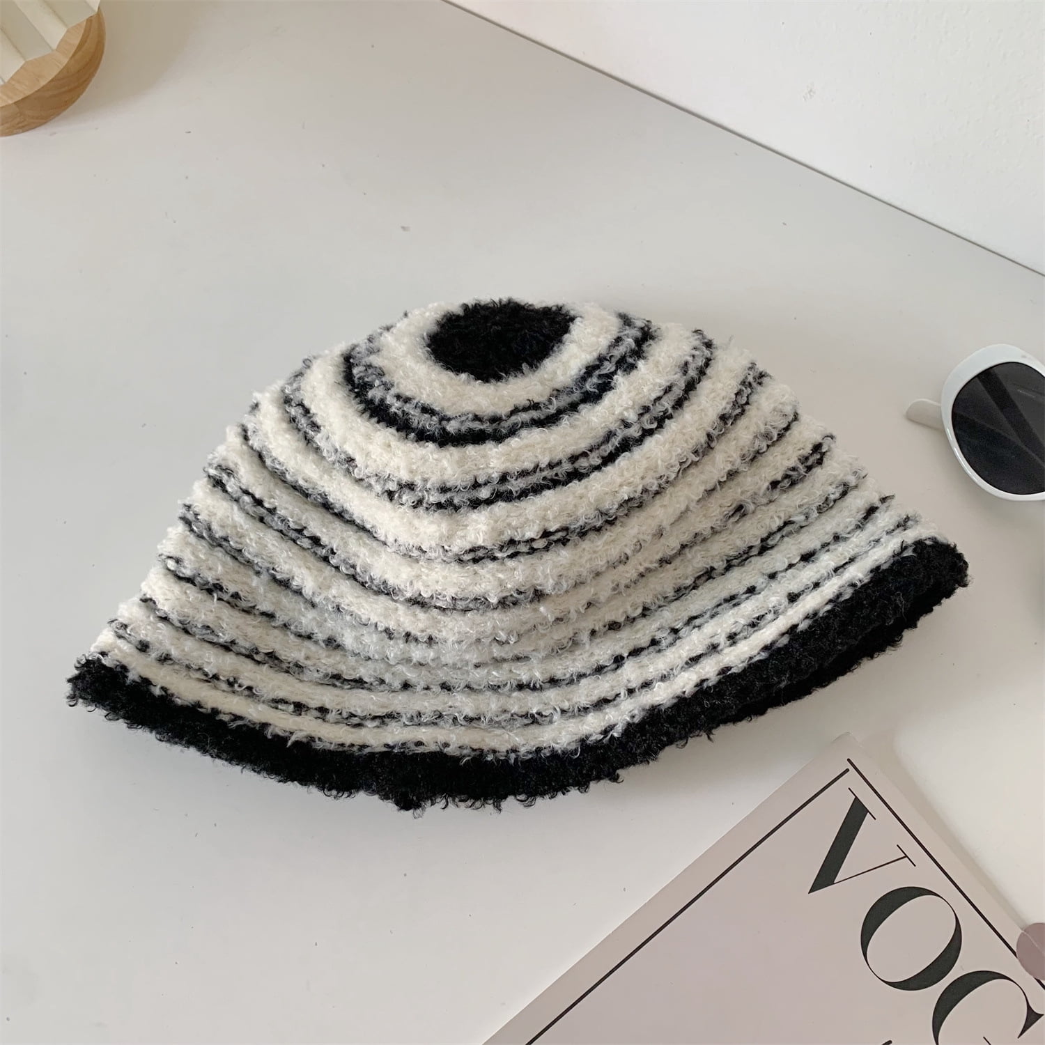 LinYooLi New Plush Bucket Hat Female Autumn And Winter Knitting Cap Hat ...