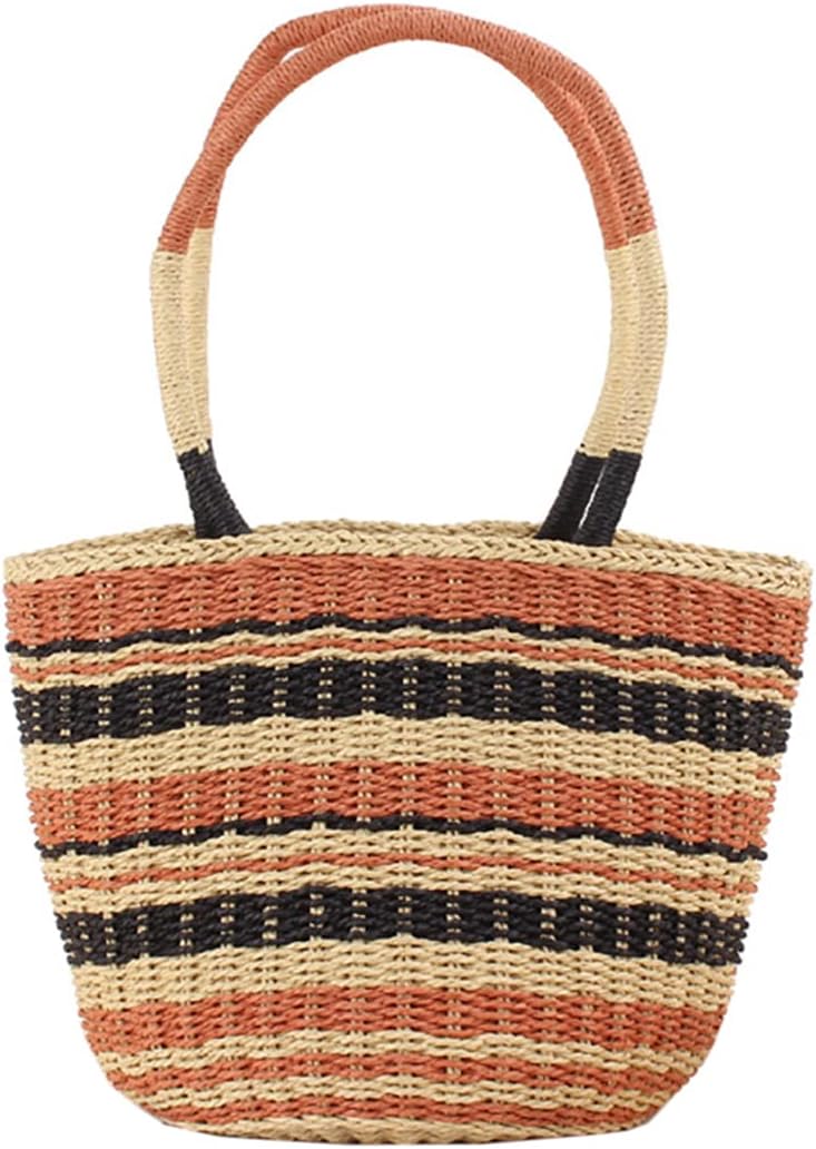 LinYooLi New Striped Shoulder Bag Paper Woven Bag Beach Vacation ...