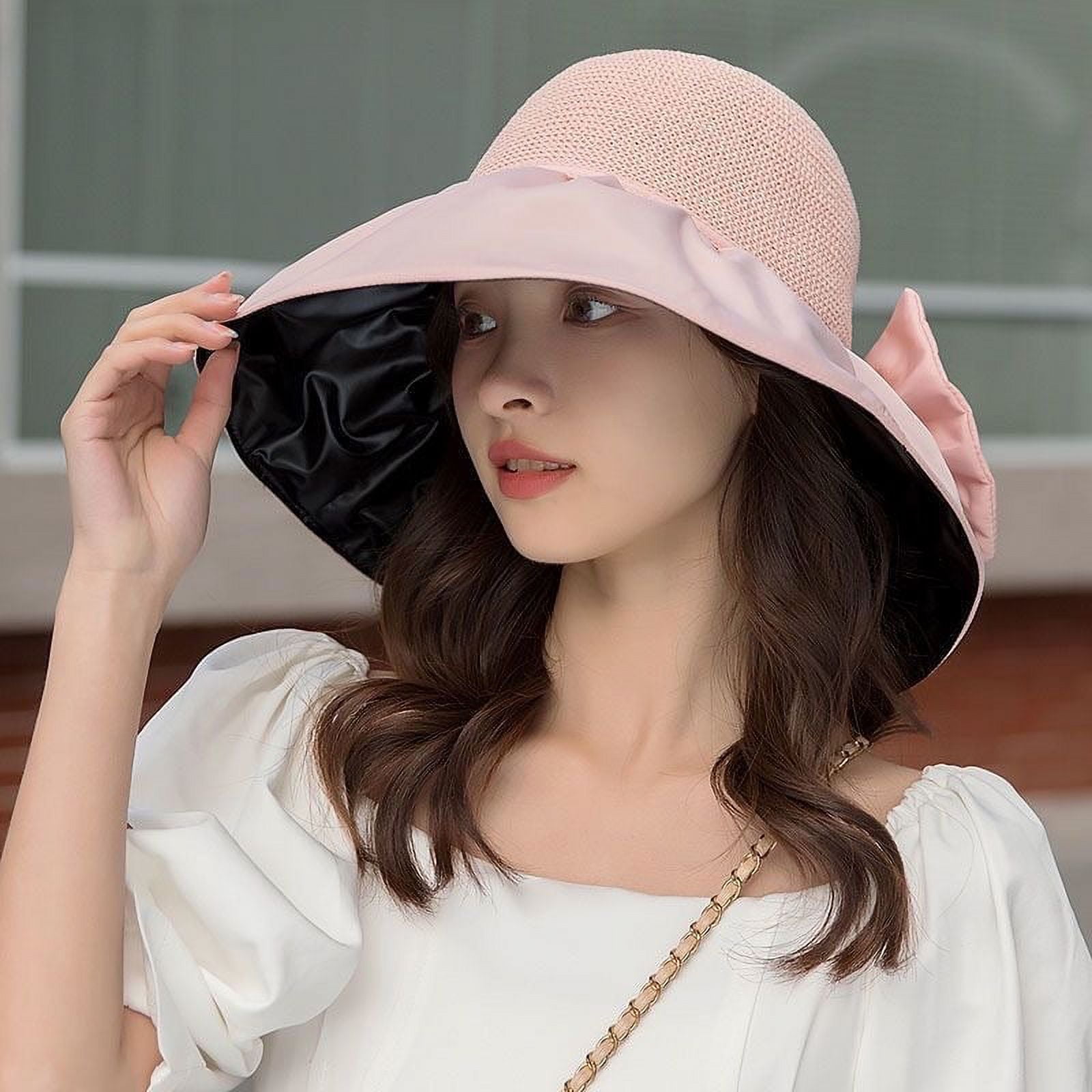 LinYooLi New Sunscreen Female Vinyl Summer Sun Hat Cute Bow Fisherman ...