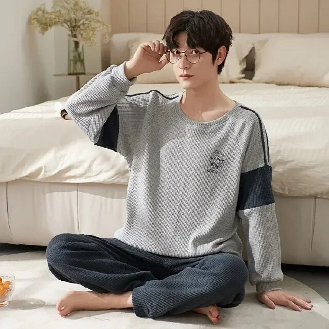 Linyooli Pajama Home Long Homewear Loose Autumn Sleeve Pyjama Korean