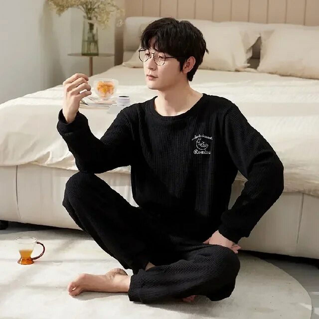 Linyooli Pajama Home Long Homewear Loose Autumn Sleeve Pyjama Korean