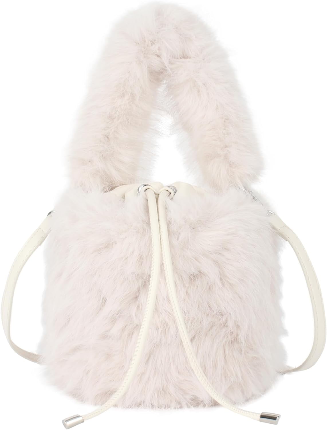 LinYooLi Plush Drawstring Bucket Bag Faux Fur Crossbody Shoulder Bag ...