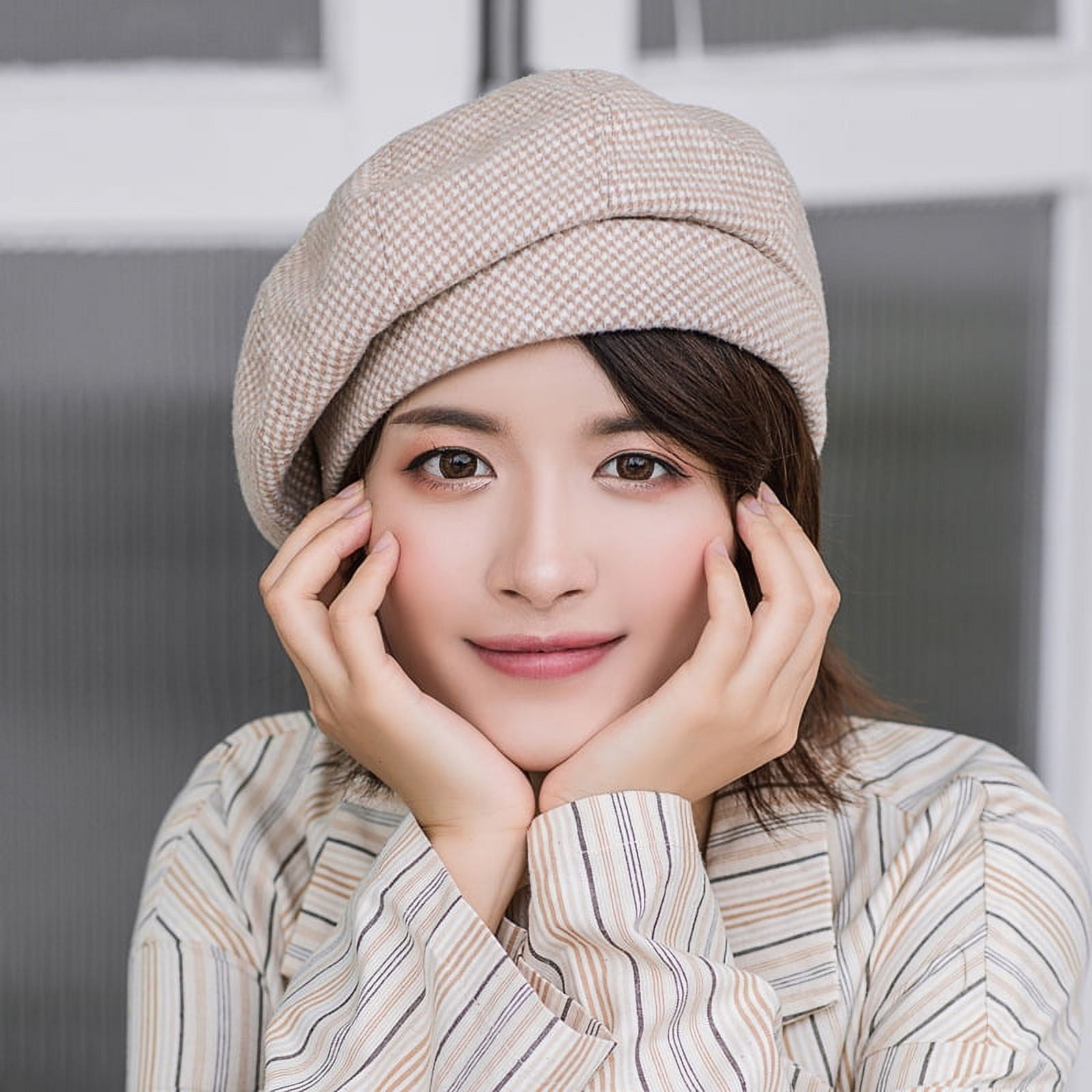 LinYooLi Qianniao Grid Beret Female Autumn And Winter Retro Art Painter ...