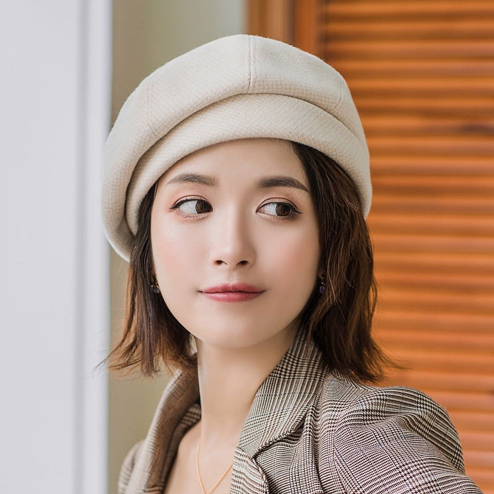 LinYooLi Qianniao Grid Beret Female Autumn And Winter Retro Art Painter ...