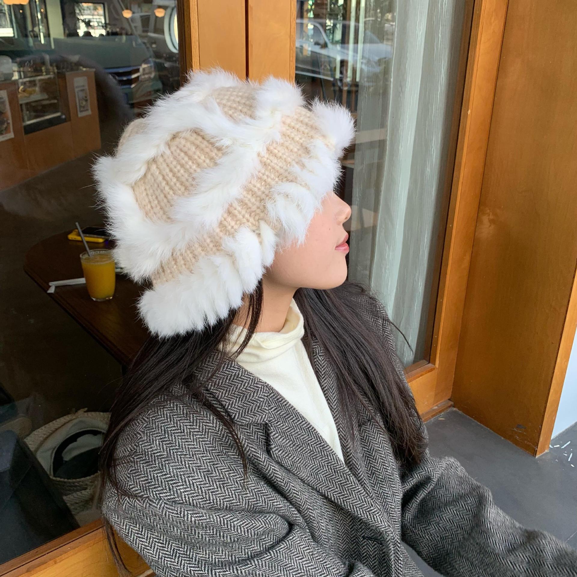 LinYooLi Rabbit Wool Knitted Wool Hat Female Winter Cute Face, Face ...