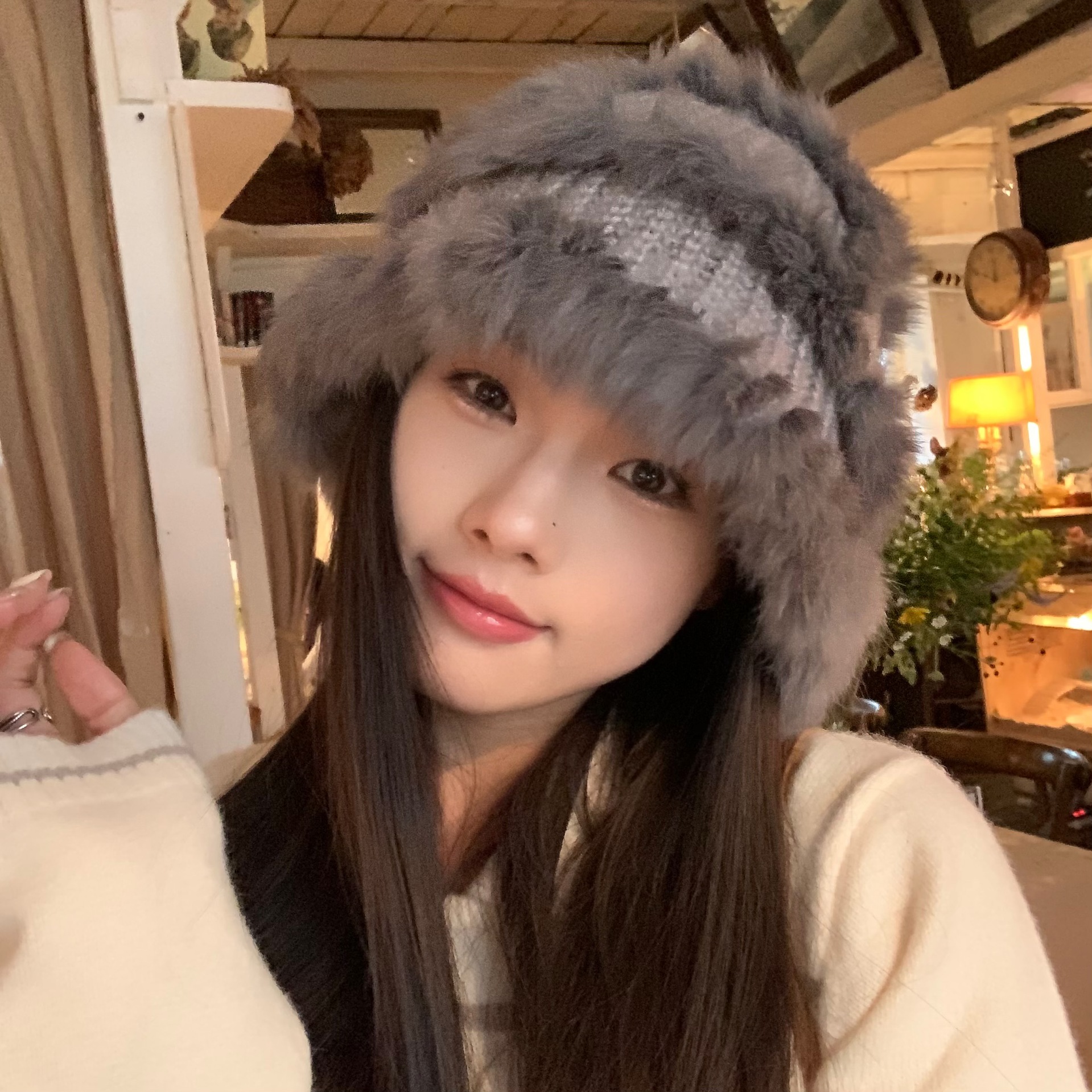 LinYooLi Rabbit Wool Knitted Wool Hat Female Winter Cute Face, Face ...