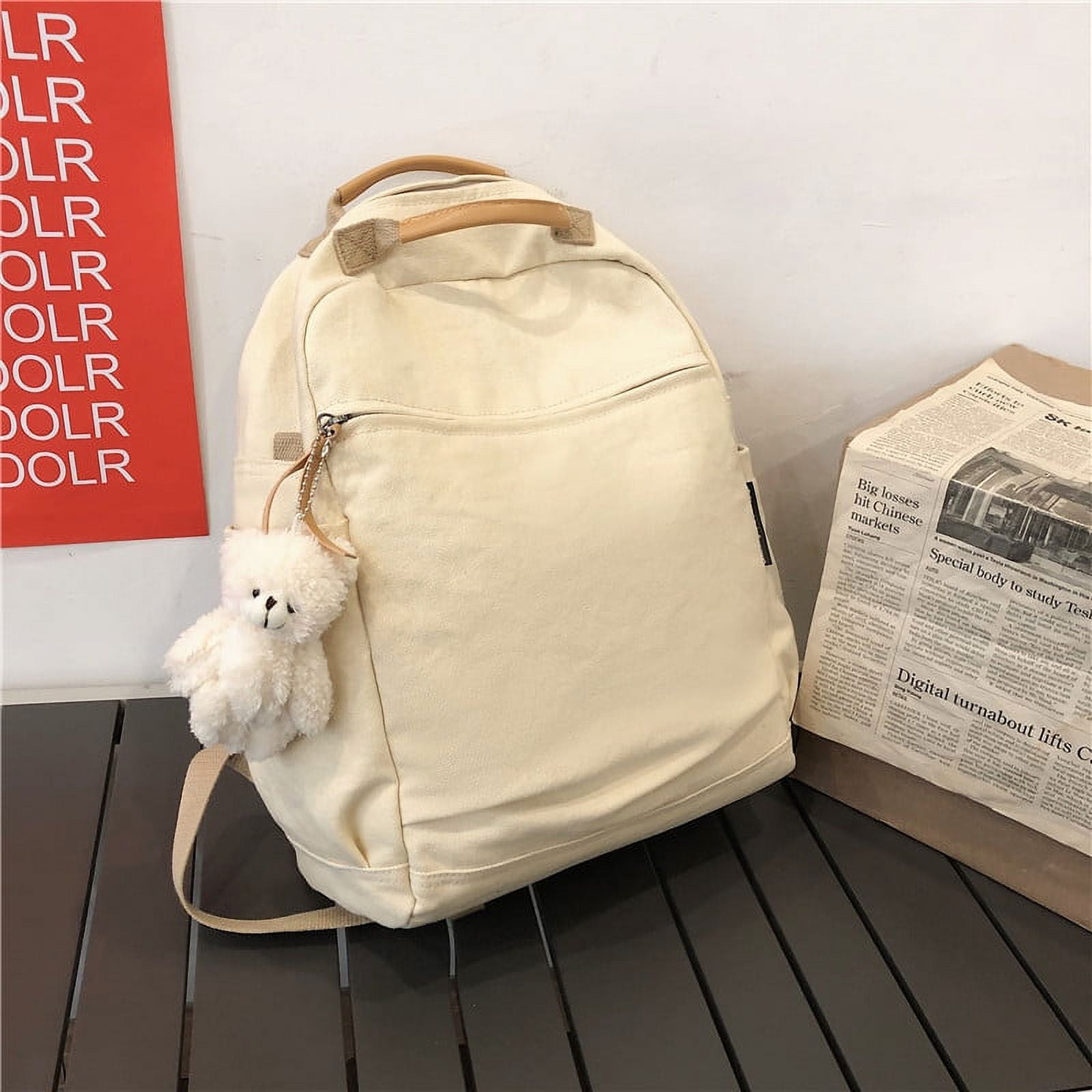LinYooLi Retro Canvas Backpack School Bag Women's Style Simple Large ...