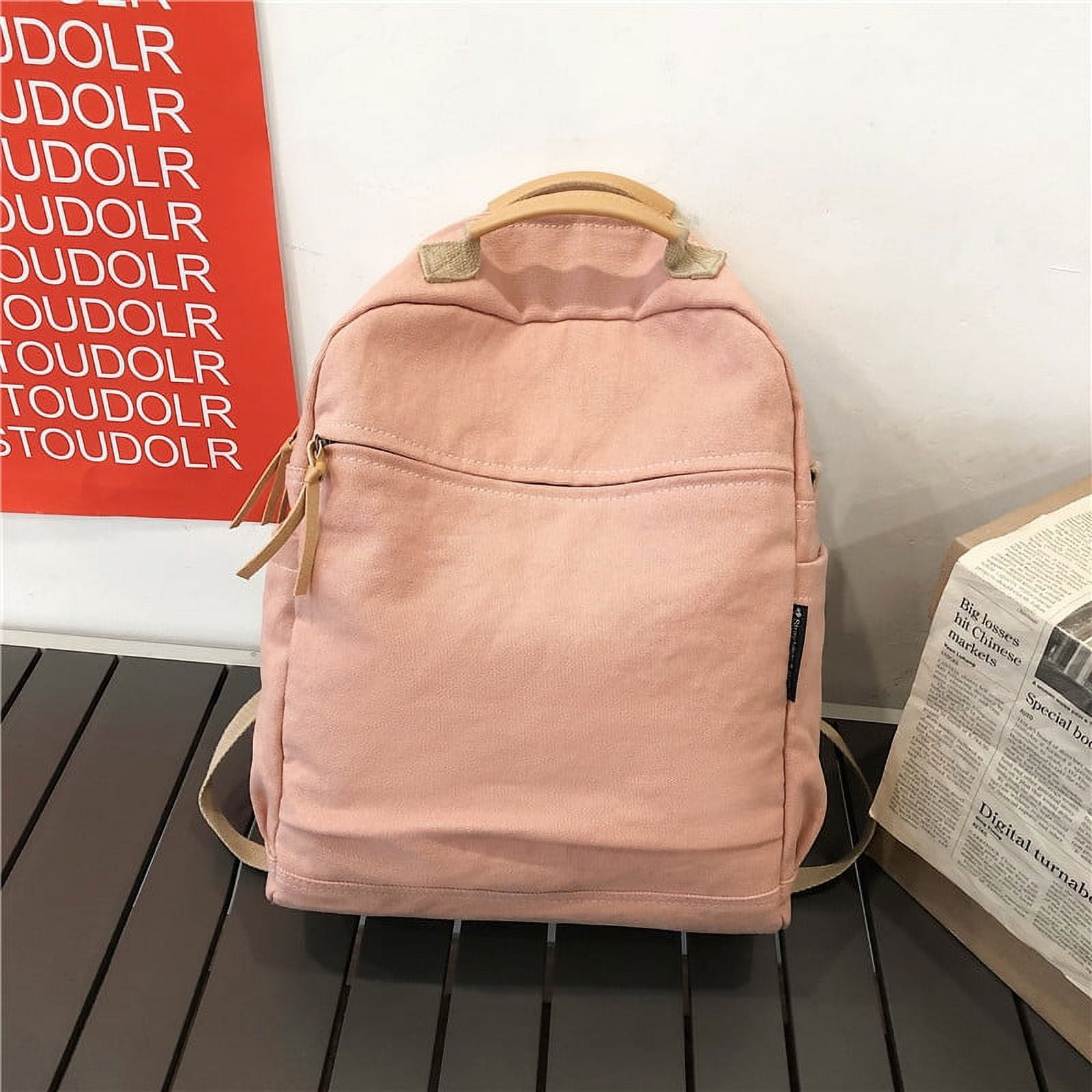 LinYooLi Retro Canvas Backpack School Bag Women's Style Simple Large ...