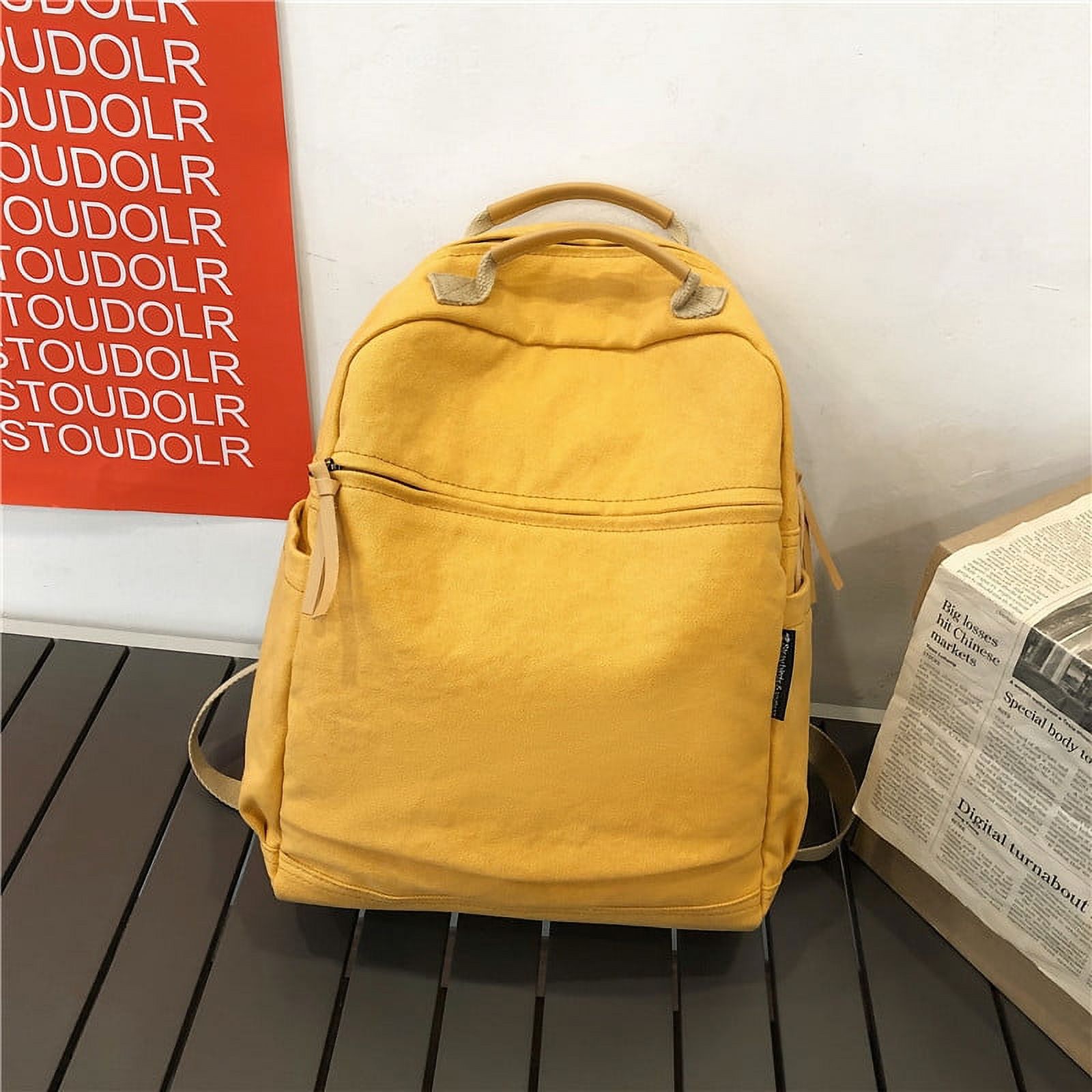 LinYooLi Retro Canvas Backpack School Bag Women's Style Simple Large ...