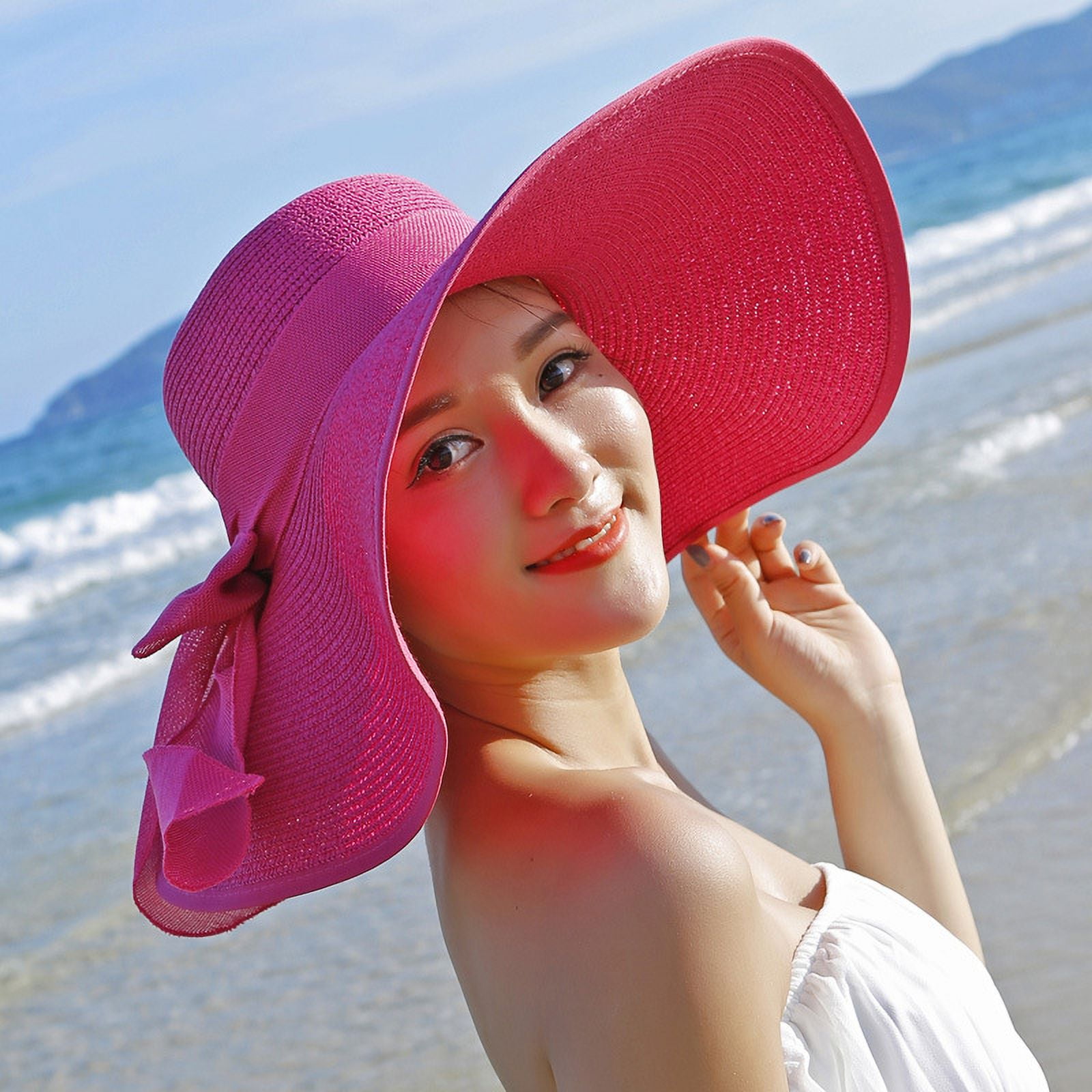 LinYooLi Sea Sunscreen Straw Hat Can Fold The Beach Hat Female Big Coat ...