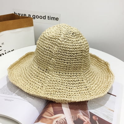 LinYooLi Seaside Straw Hat Shading Hat Sunscreen Beach Sun Hat Wild ...