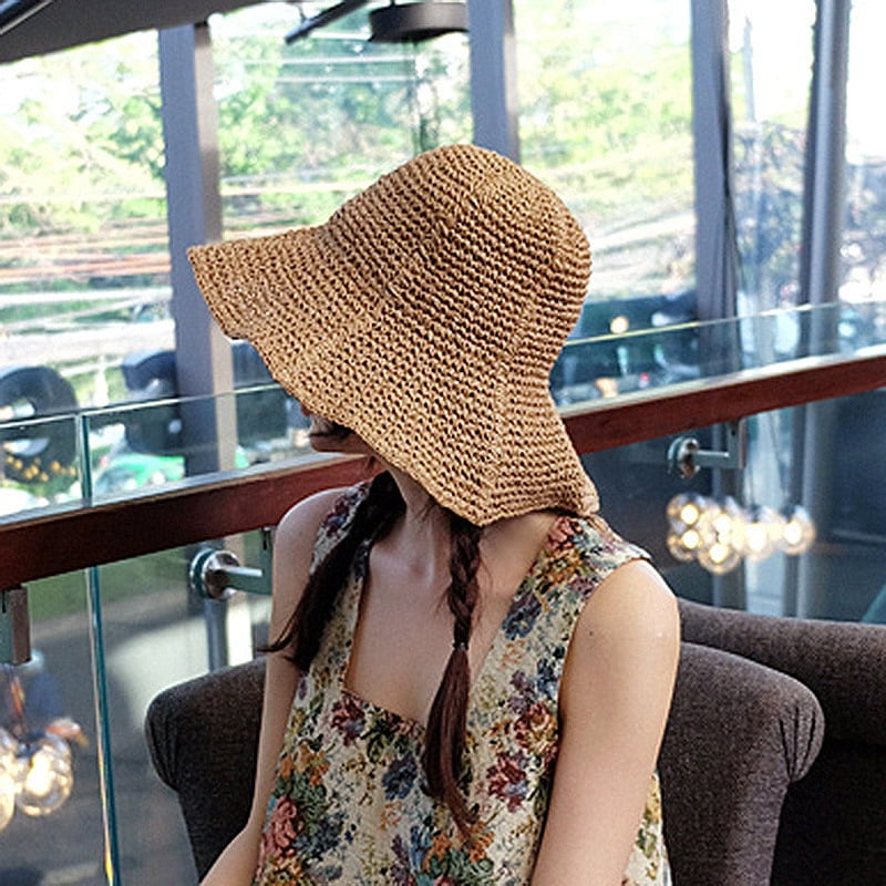 LinYooLi Seaside Straw Hat Shading Hat Sunscreen Beach Sun Hat Wild ...