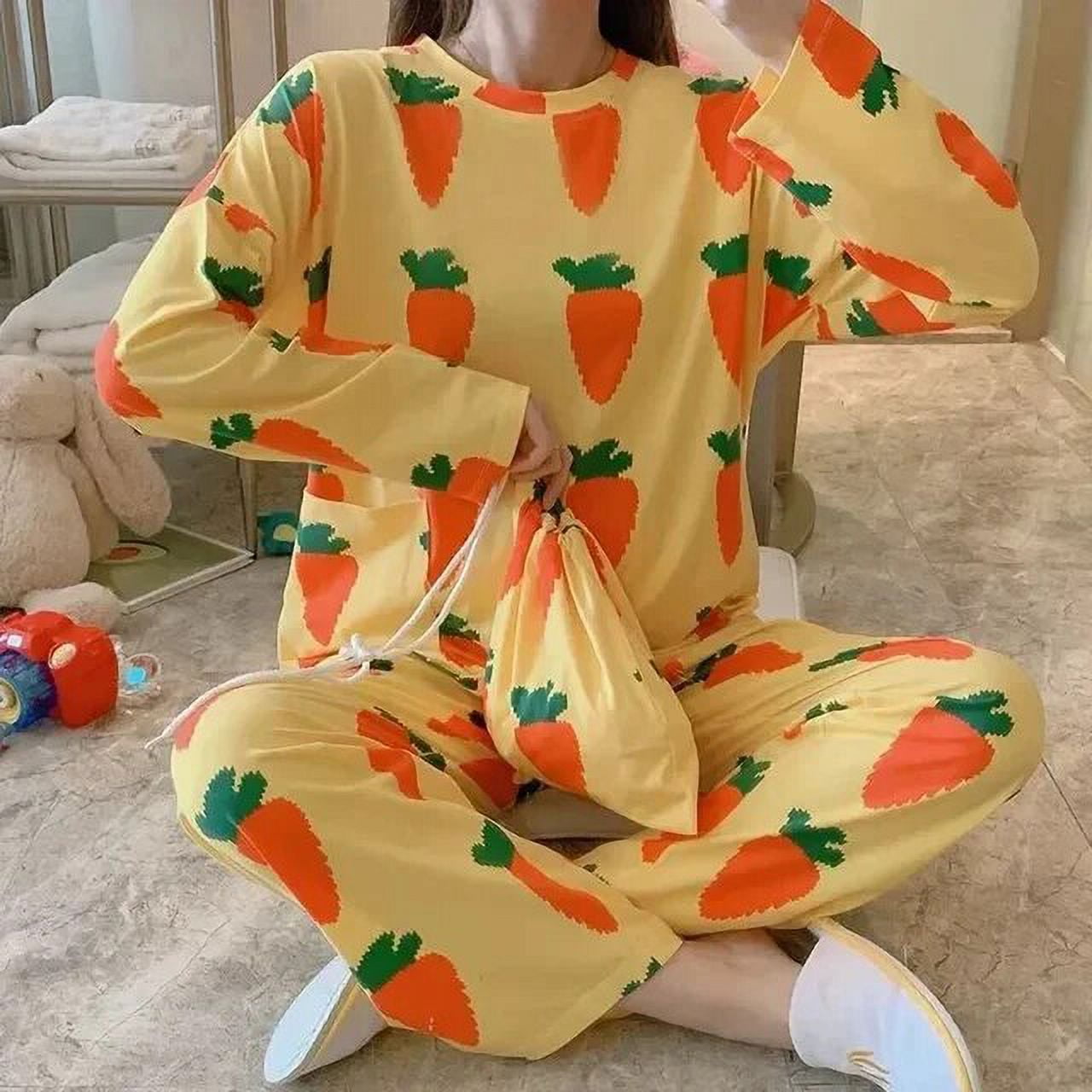 Linyooli Set Sleeve Room Long Cute Wear For Ladies Homewear Cartoon