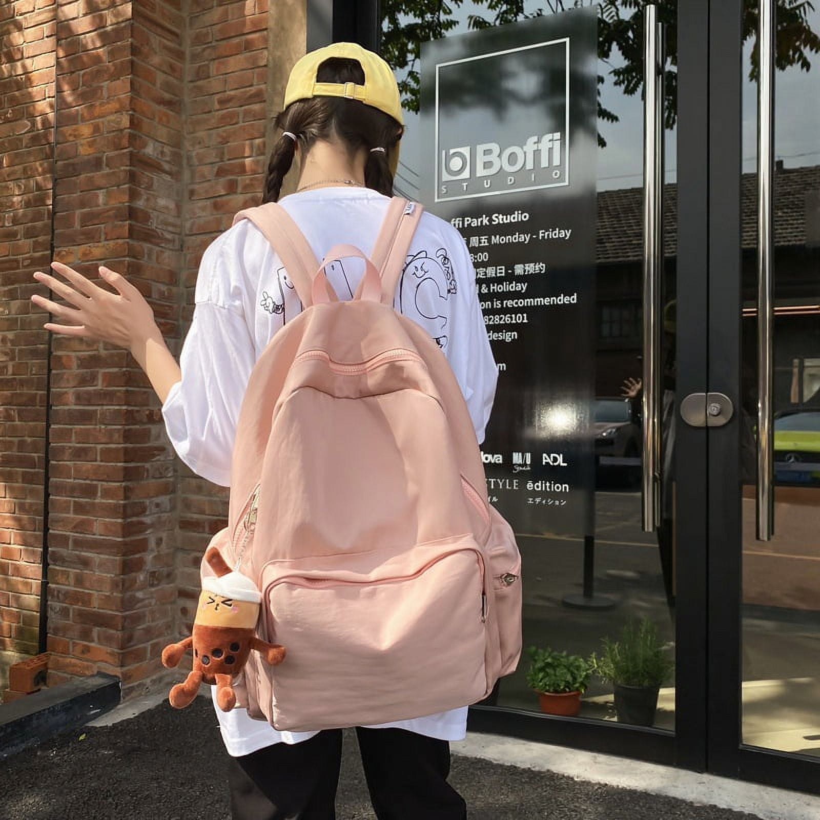 LinYooLi Simple And Solid Color High School Student Backpack For Women ...