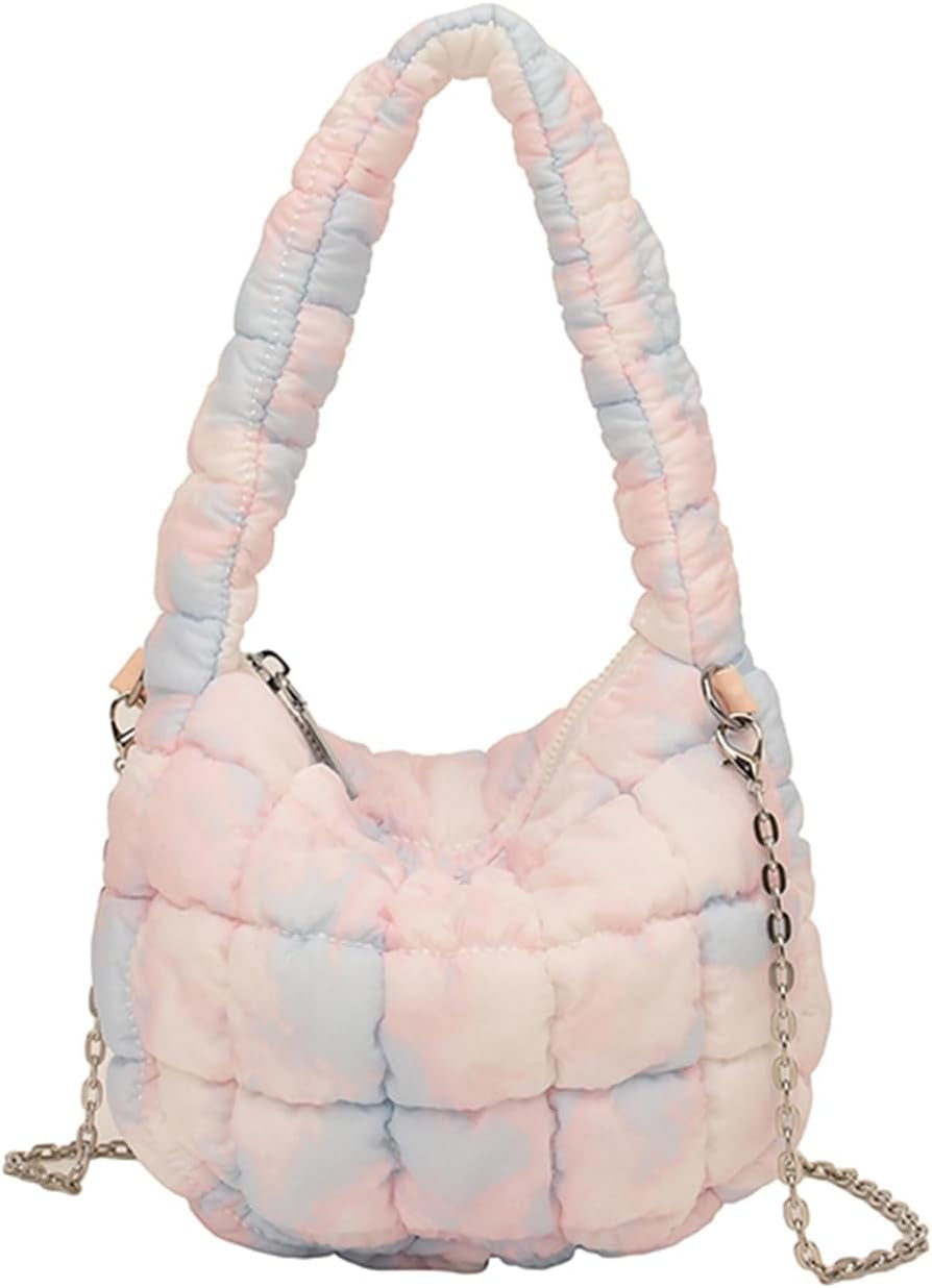 LinYooLi Small Quilted Tote Bag for Women, Soft Puffer Tote Bag ...