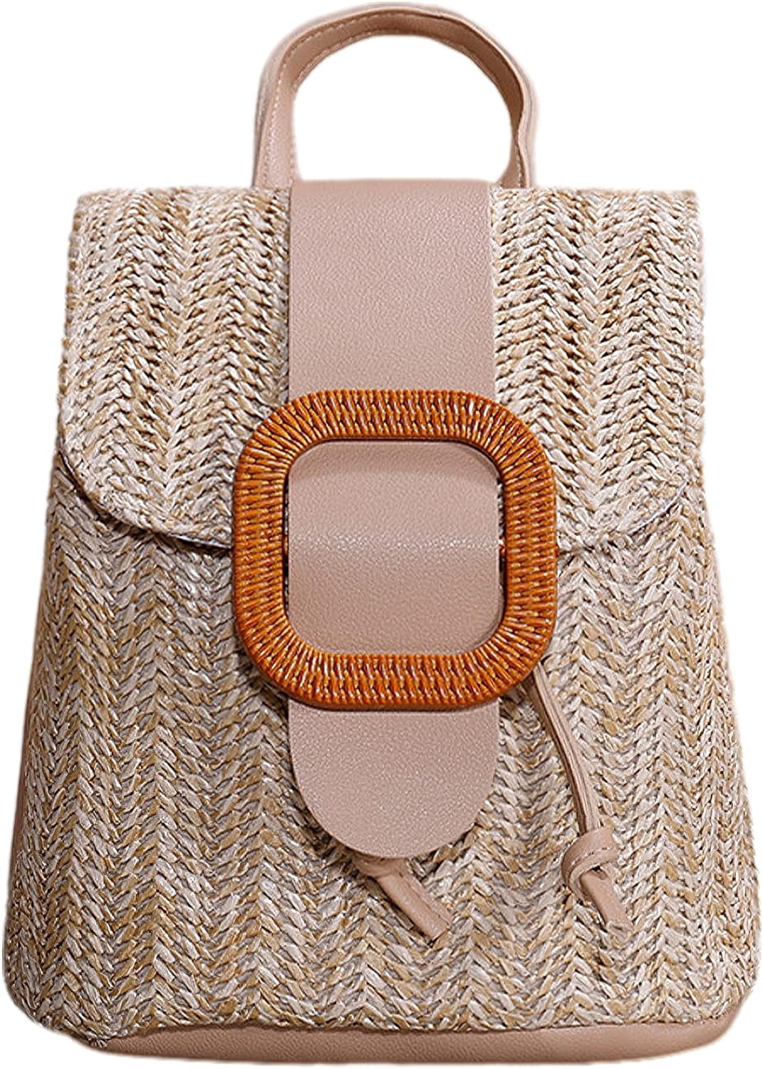 LinYooLi Small Straw Backpack for Women Summer Handmade Woven Beach Bag ...