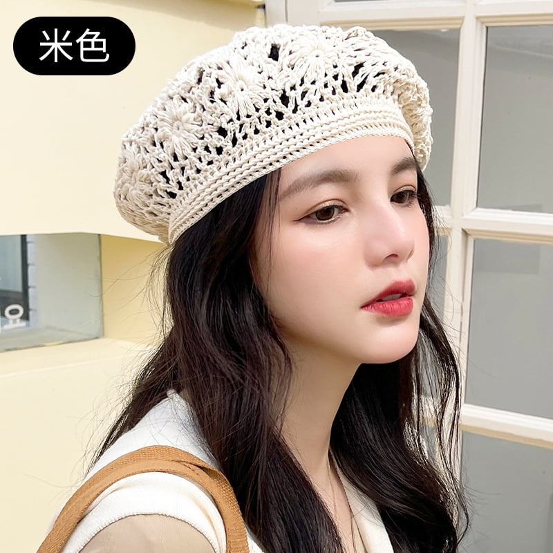 LinYooLi Spring And Autumn Thin Hollow Handmade Hook Weaving Beret ...