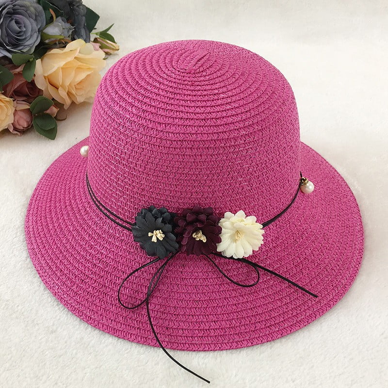 LinYooLi Spring And Summer New Bow Flower Pot Hat Women's Beach ...