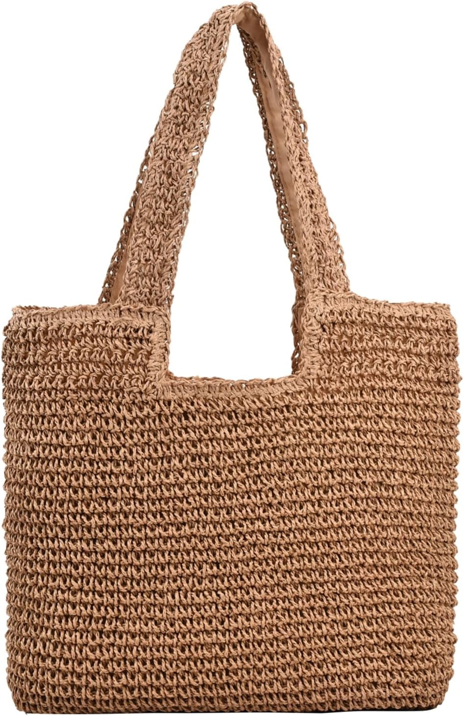 LinYooLi Straw Beach Bag, Summer Woven Tote Bag Large Shoulder Handbag ...