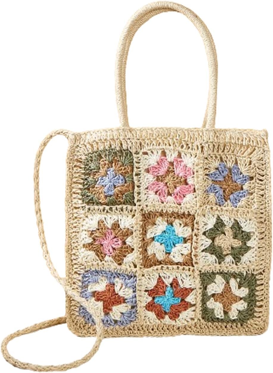 LinYooLi Straw Beach Bag Women Cute Flower Crossbody Purse Hobo Bags ...