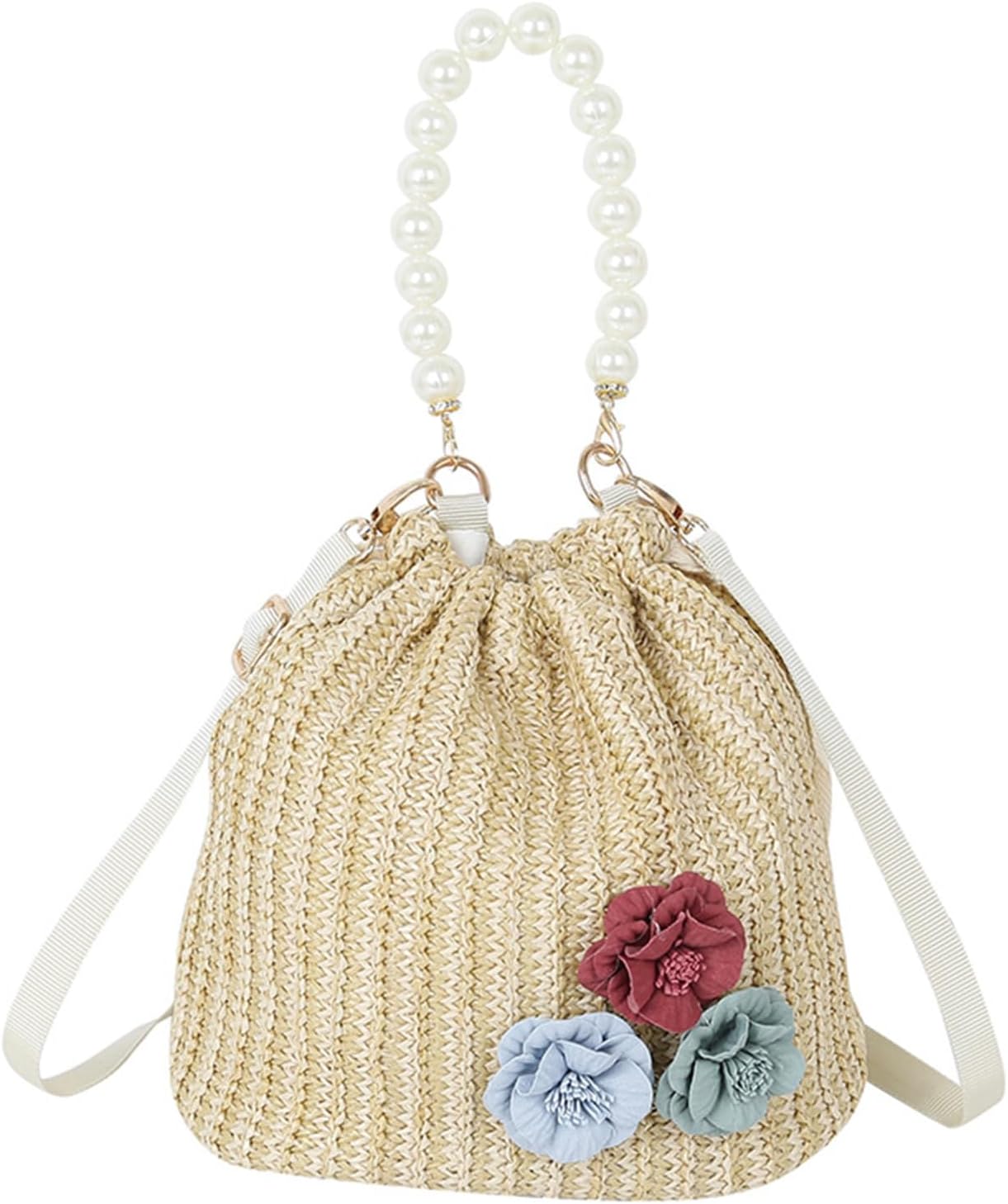 LinYooLi Straw Bucket Bag for Women, Summer Straw Beach Bag Woven ...