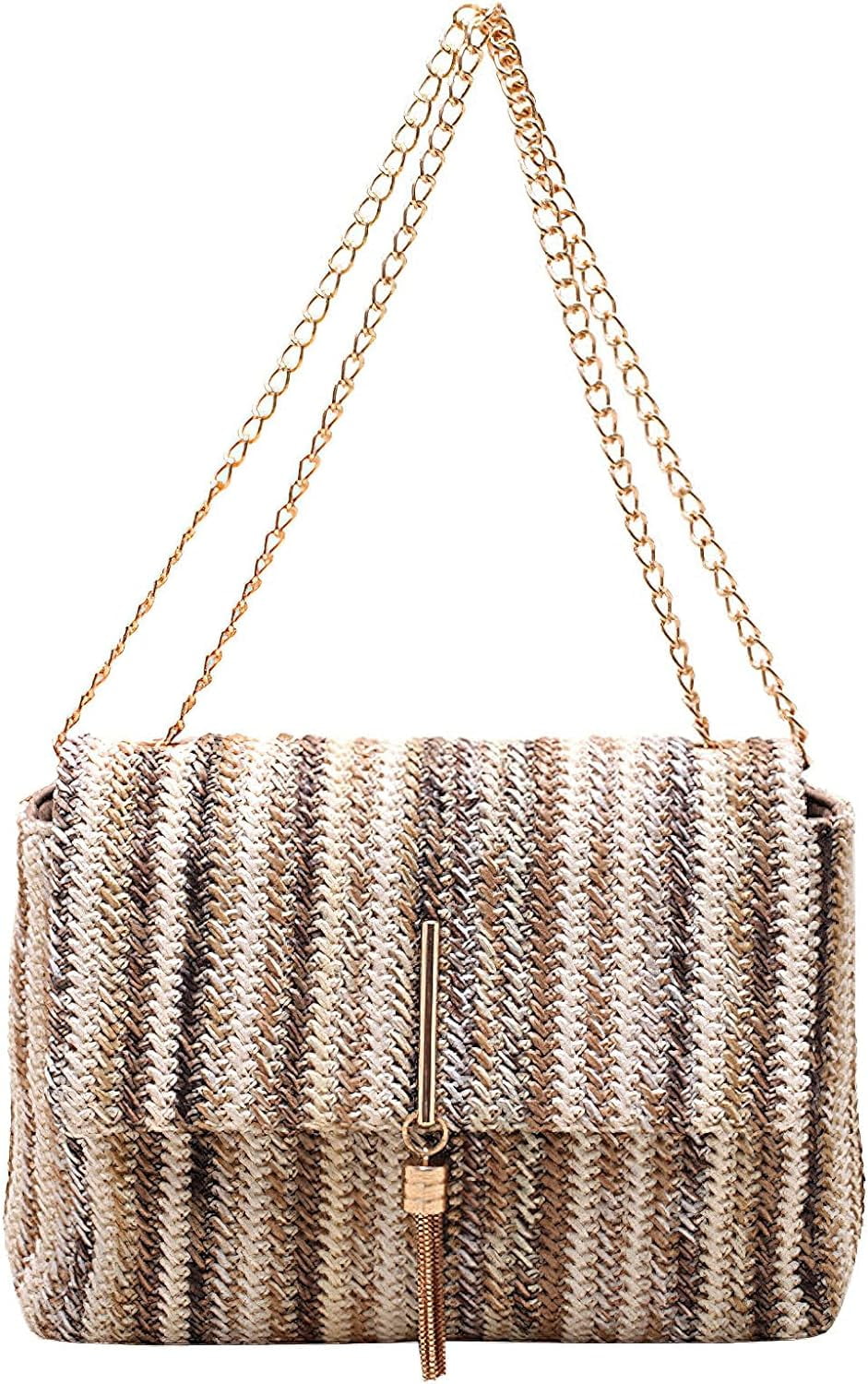 LinYooLi Straw Clutch Bags for Women with Strap Woven Handbag Colorful ...