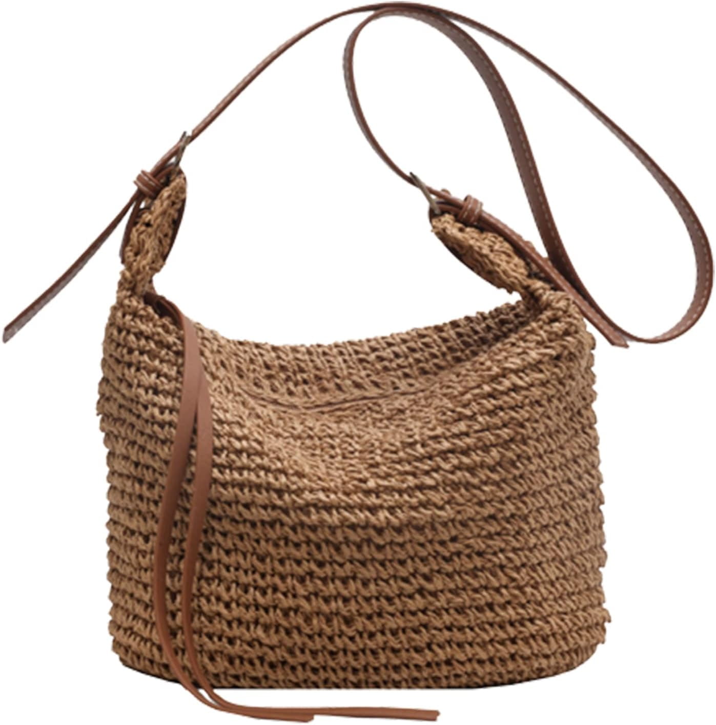 LinYooLi Straw Crossbody Bags for Women, Straw Beach Bag Handmade Woven ...