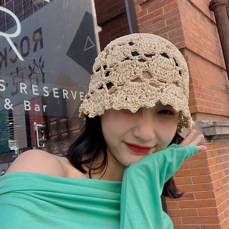 LinYooLi Straw Hat Summer Hollow Grass Editing Short Beach Shading ...