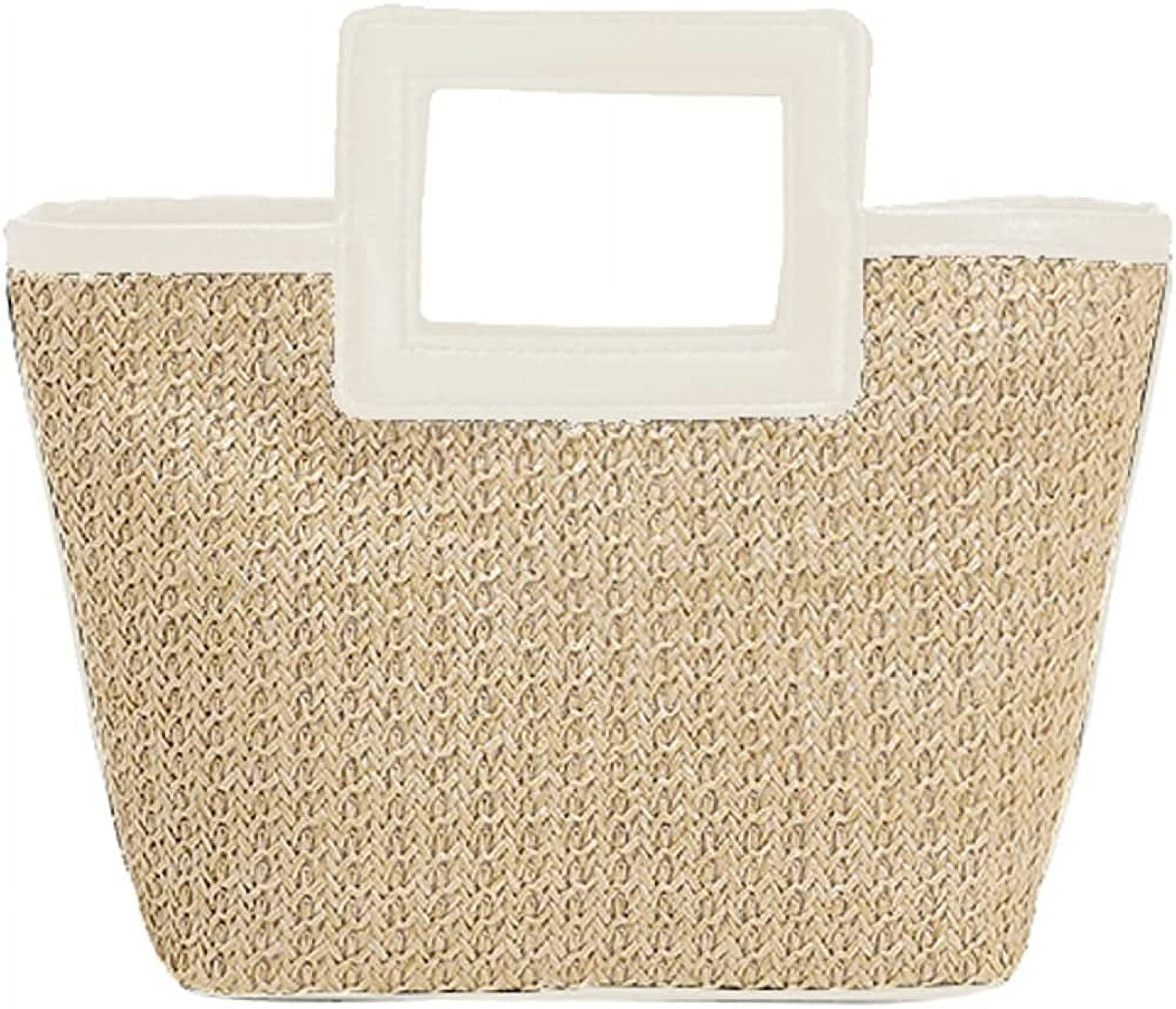 LinYooLi Straw Small Tote Bag for Women Summer Beach Bag Woven Straw ...