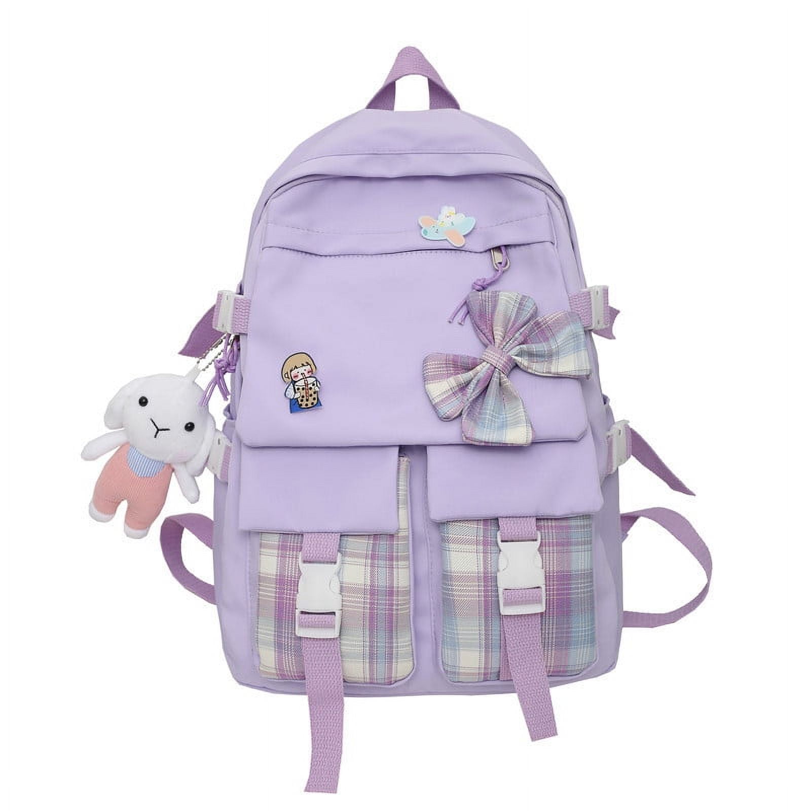 LinYooLi Student School Bag Women's Korean Edition Checkered Bow ...