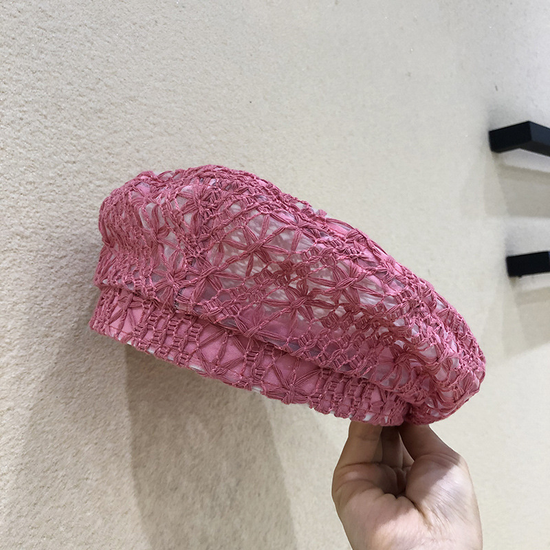LinYooLi Summer Hollow Embroidery Beret. Girl Bo Lei Ping Ding Painter ...